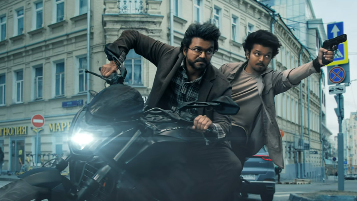 GOAT Vijay with Dominar 400 - GOAT டீசரில் விஜய் ஓட்டி வந்த பைக்கில் ...